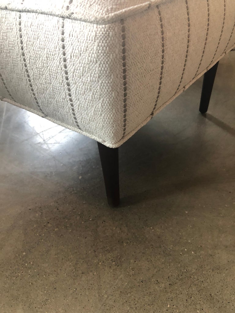 Paul McCobb Arm / Lounge Chair with Stool w/ White and Gray Stripe ...