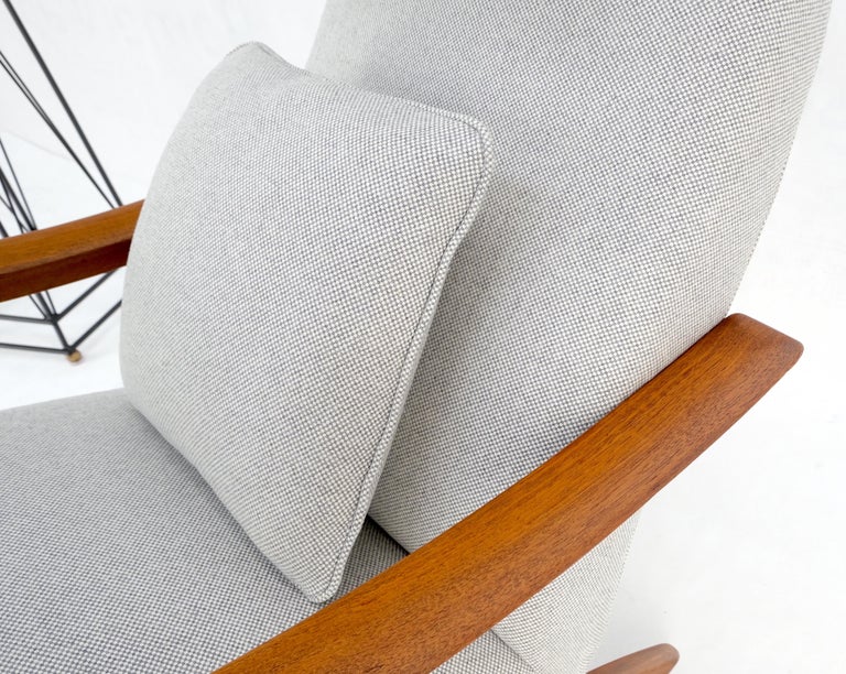 New Wool Upholstery Danish Mid-Century Modern Rocking Lounge Arm Chair ...