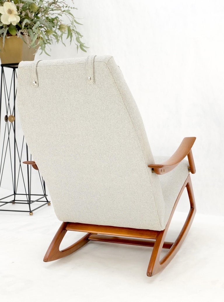 New Wool Upholstery Danish Mid-Century Modern Rocking Lounge Arm Chair ...