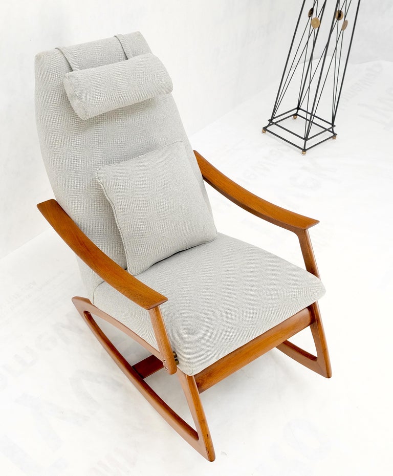 New Wool Upholstery Danish Mid-Century Modern Rocking Lounge Arm Chair ...