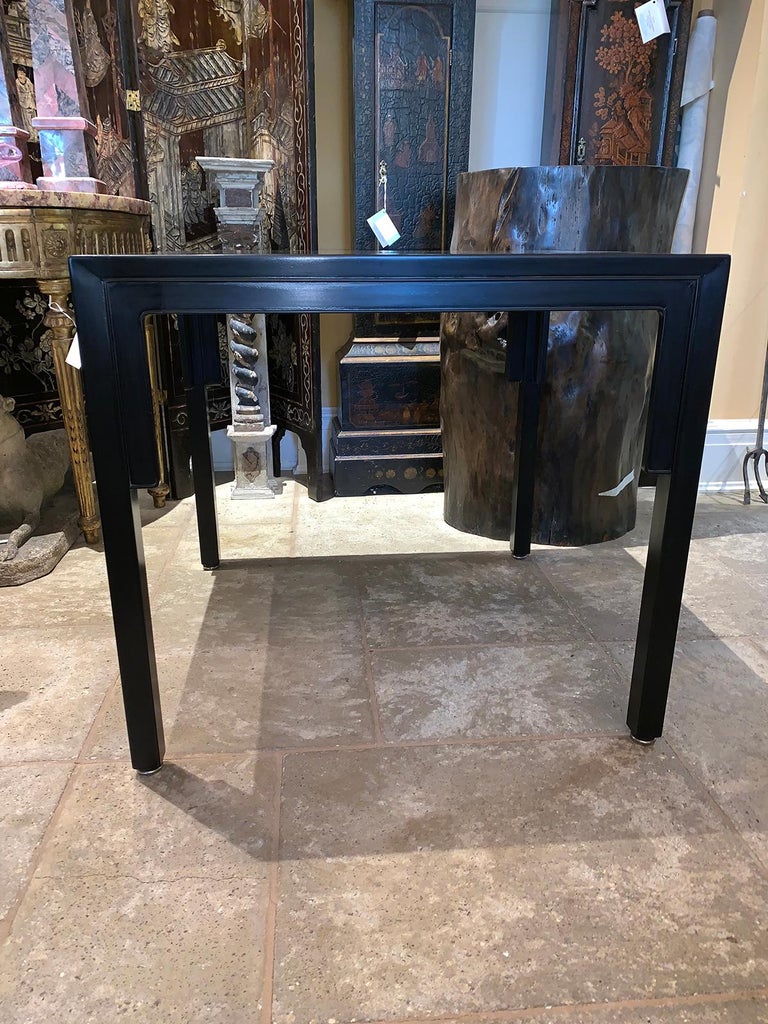 New World Black Lacquered Game Table by Baker, Labeled, circa 1950s at ...