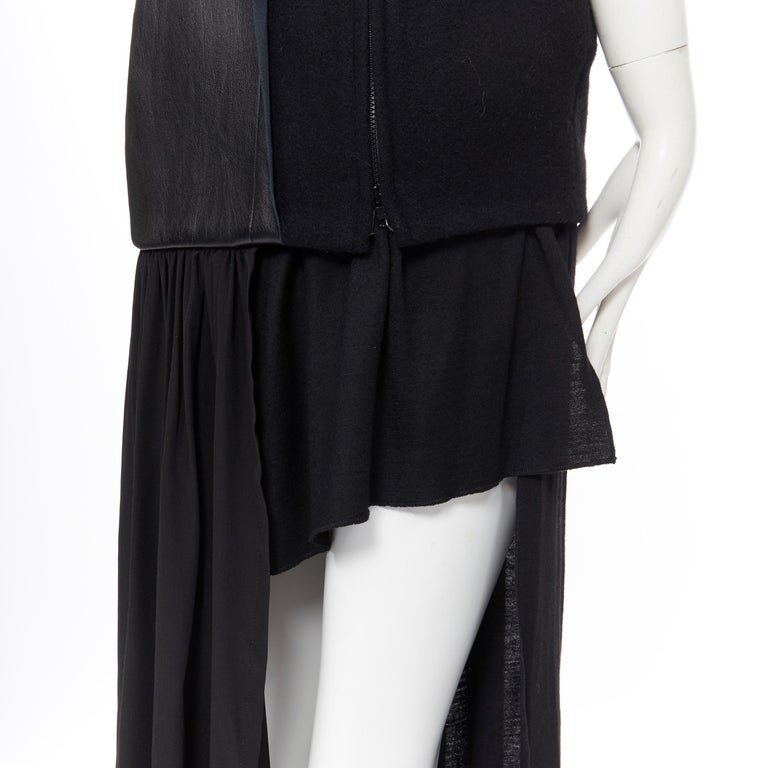 new YOHJI YAMAMOTO 2018 Runway black leather patchwork corset bustier ...