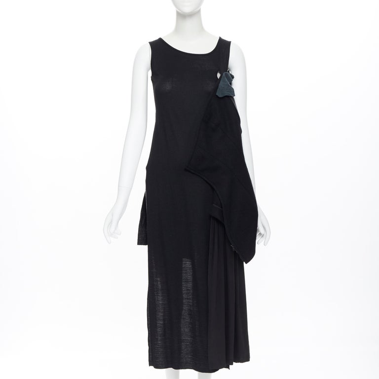 new YOHJI YAMAMOTO 2018 Runway black leather patchwork corset bustier ...