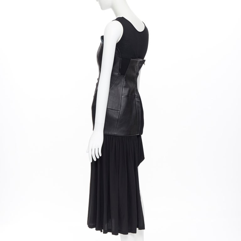 new YOHJI YAMAMOTO 2018 Runway black leather patchwork corset bustier ...