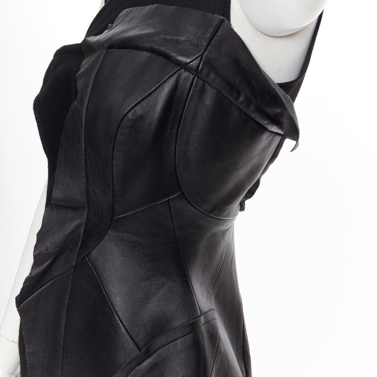 new YOHJI YAMAMOTO 2018 Runway black leather patchwork corset bustier ...
