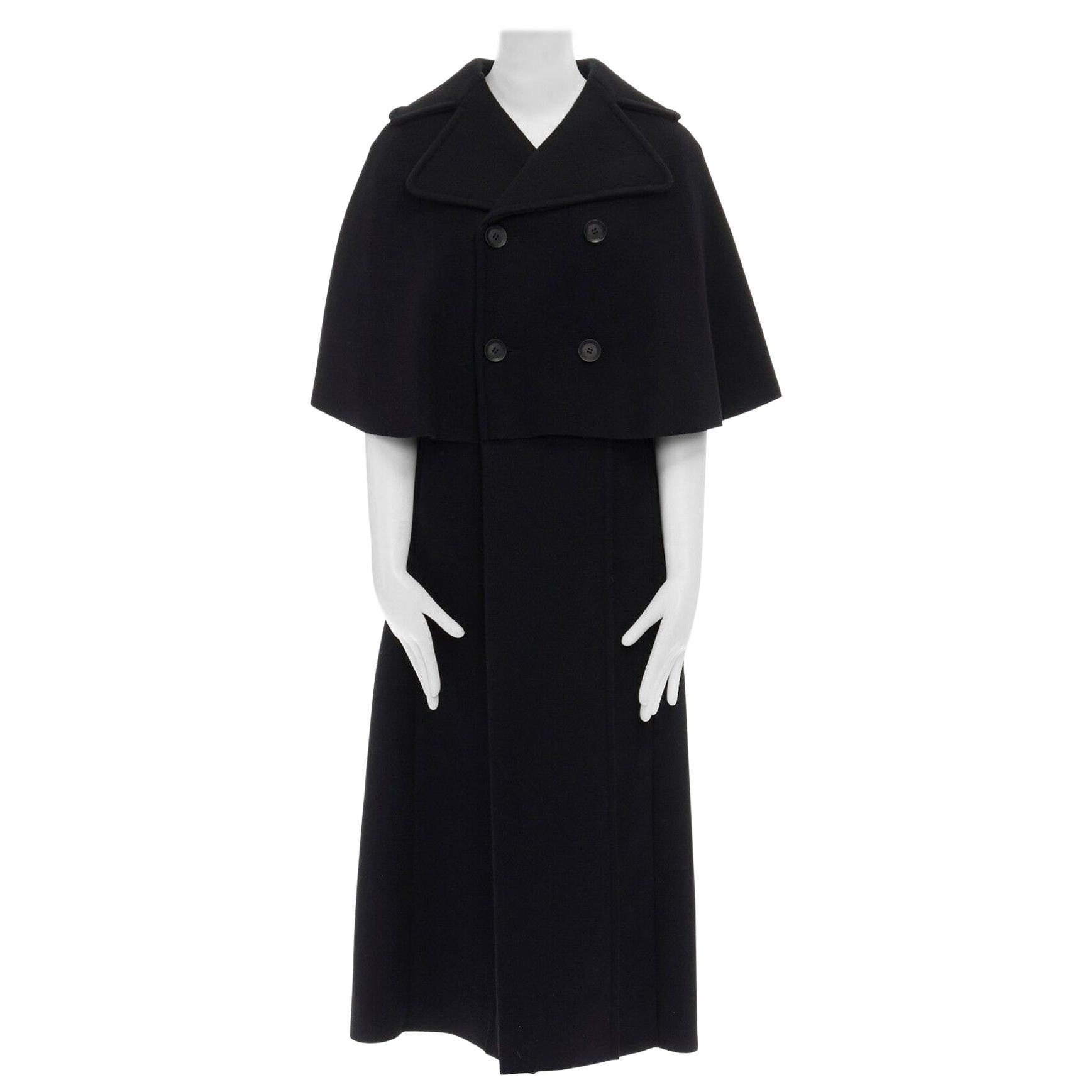 new YOHJI YAMAMOTO black wool capelet layered double breasted full coat ...