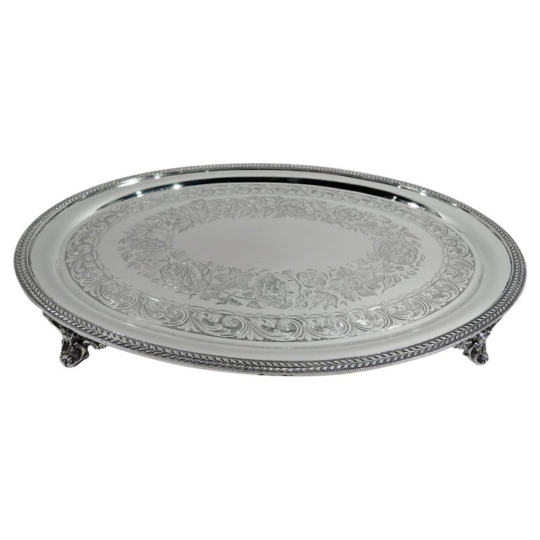 New York Classical Coin Silver Tray by William Forbes for Ball, Black ...
