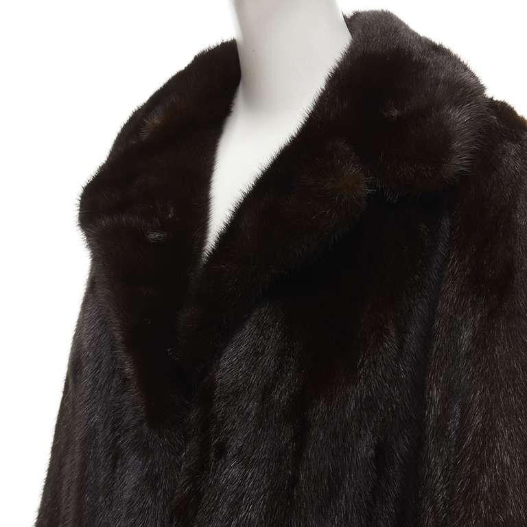 NEW YORK FUR brown fur oversized collar long sleeve long coat For Sale ...
