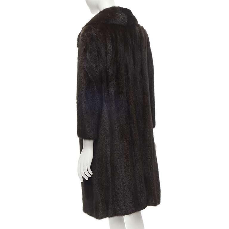 NEW YORK FUR brown fur oversized collar long sleeve long coat For Sale ...