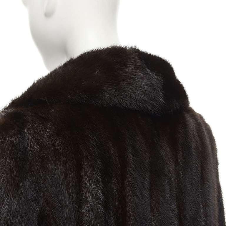 NEW YORK FUR brown fur oversized collar long sleeve long coat For Sale ...