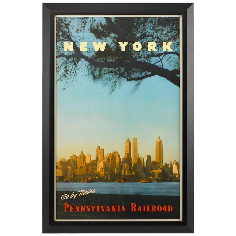 New York "Go By Train" Vintage Travel Poster, Pennsylvania Railroad ...
