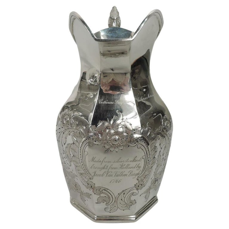 New York Silver Water Pitcher Made from Ye Olde Family Dutch Tankard ...