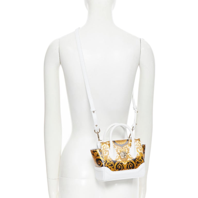 new YOUNG VERSACE Micro Palazzo Empire white gold baroque print ...
