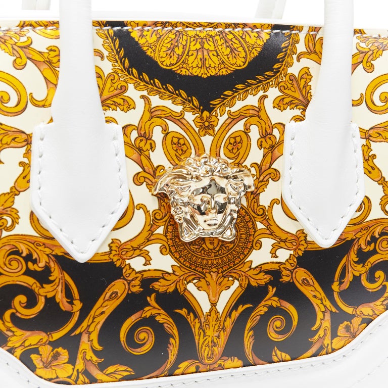 new YOUNG VERSACE Micro Palazzo Empire white gold baroque print ...