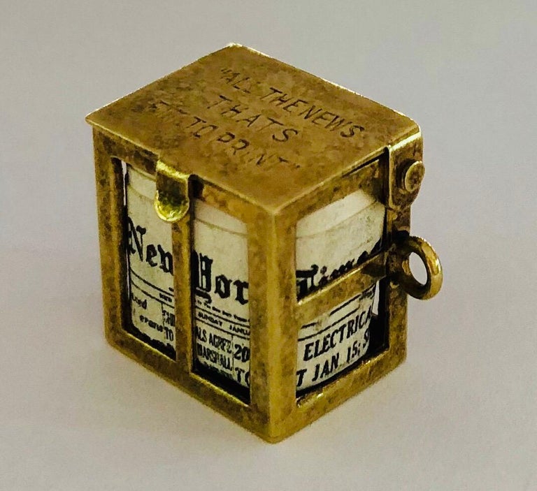 New York Times Rare Gold Charm/Pendant “All The News Thats Fit To Print ...