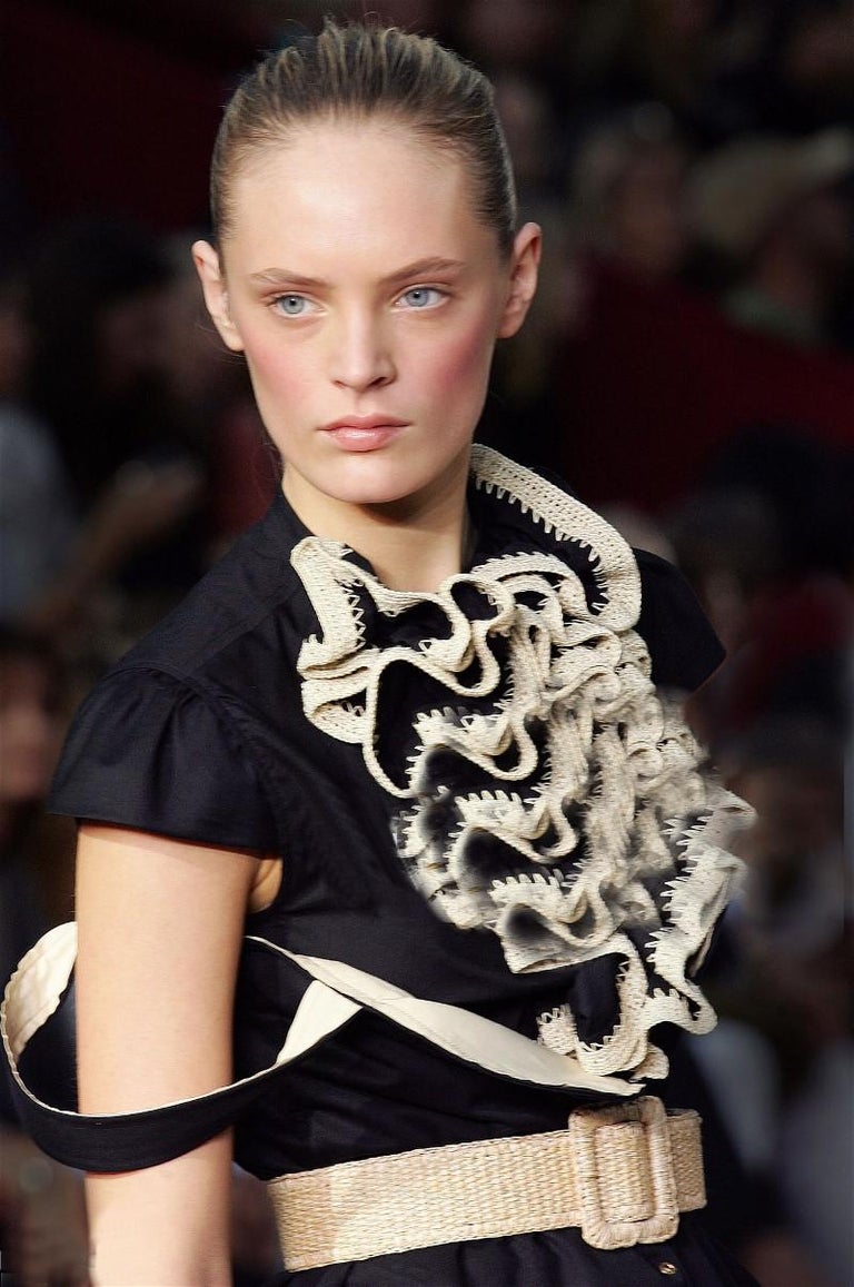 New Yves Saint Laurent S/S 2006 AD Runway Crochet Ruffle Blouse Top Sz ...