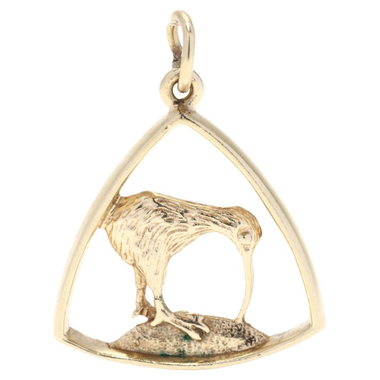 New Zealand Kiwi Bird Charm, 14K Gold, Triangle Charm, World Traveler ...