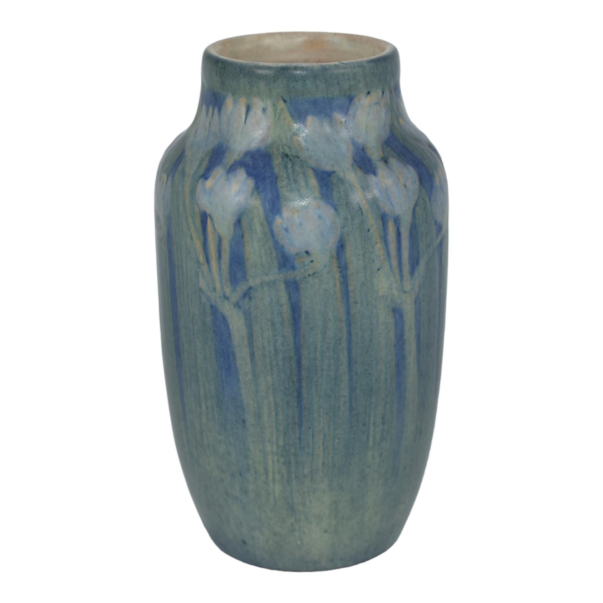 Newcomb College 1914 Antique Art Pottery Freesia Floral Blue Ceramic ...