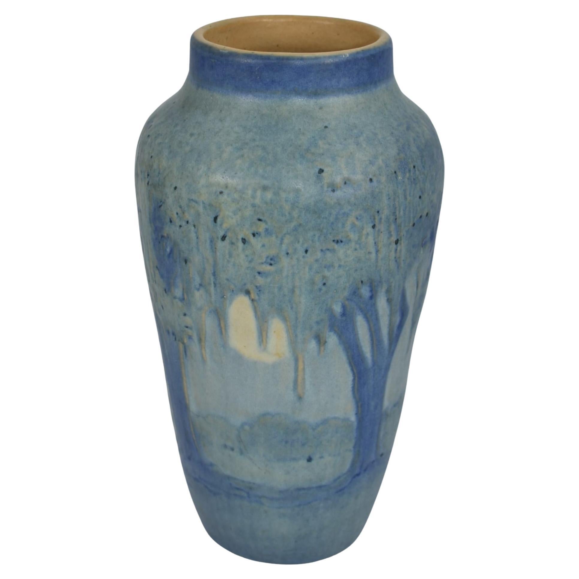 Newcomb College 1917 Arts and Crafts Pottery Blue Mossy Trees Vase ...