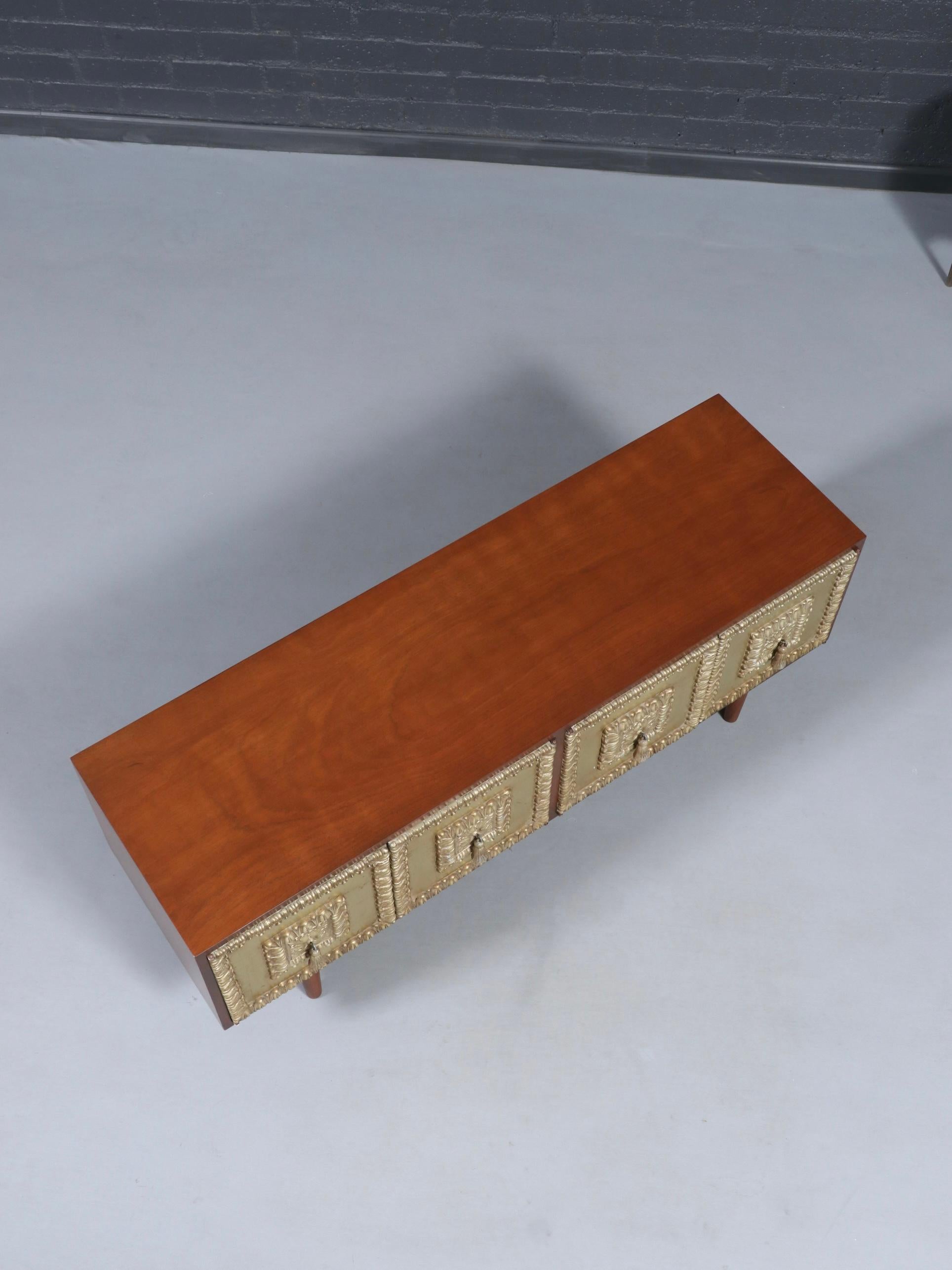 Newly Refinished - Mid-Century Modern Credenza w/ Relief Panels For ...