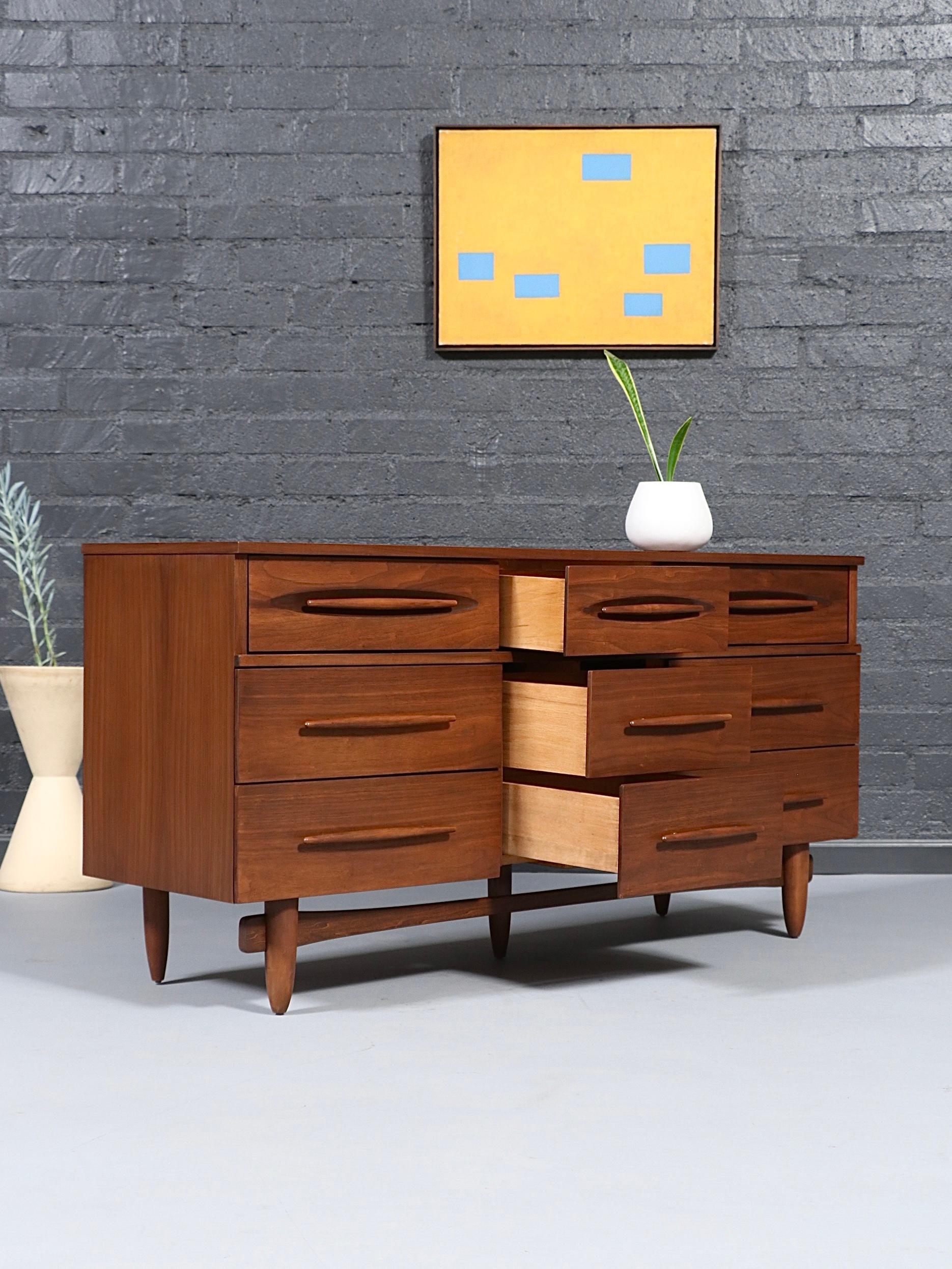 Newly Refinished - Mid-Century Modern Sculpted Walnut Dresser by ...