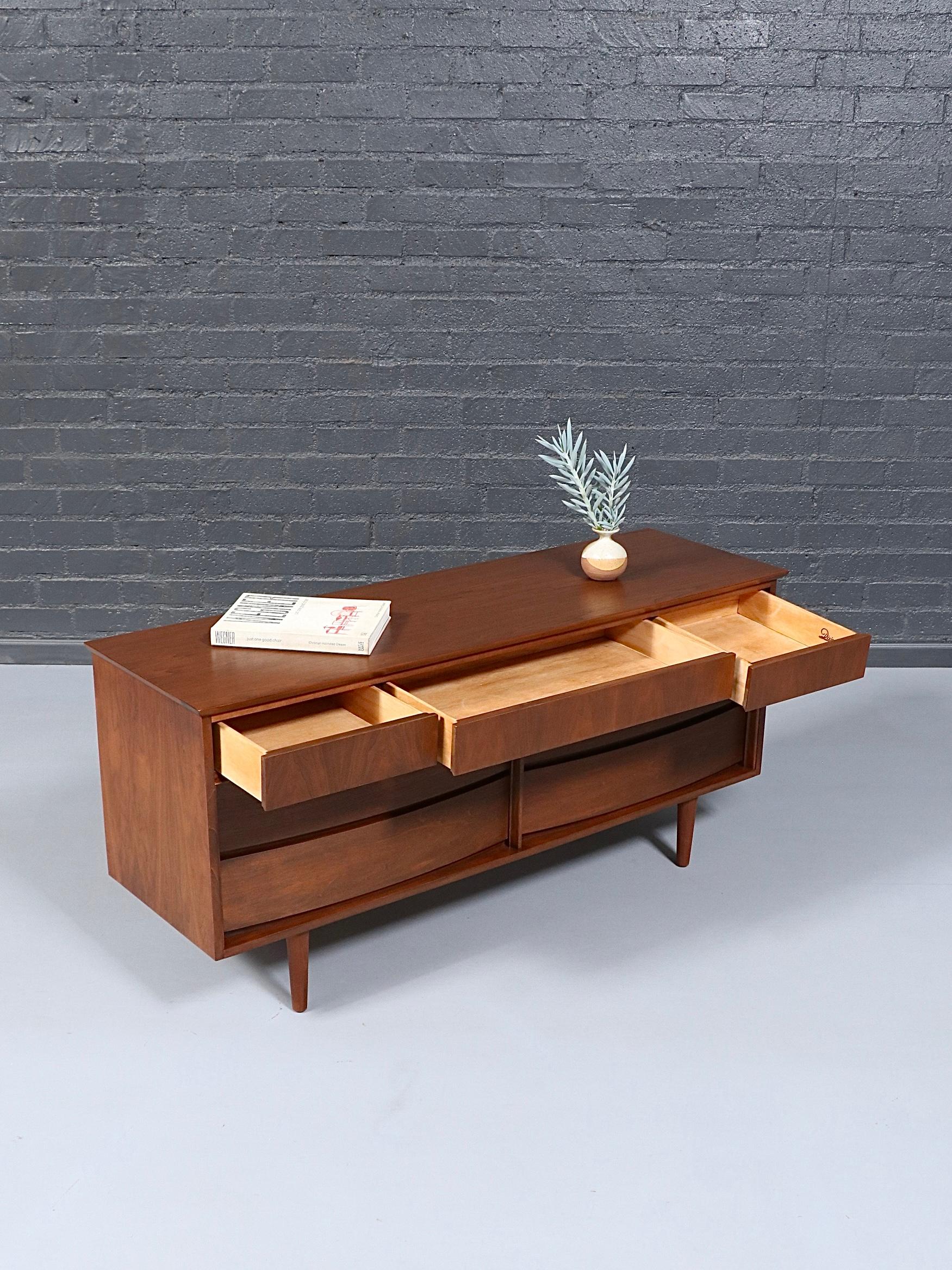 Newly Refinished - Mid-Century Modern Walnut Dresser by Dixie For Sale ...