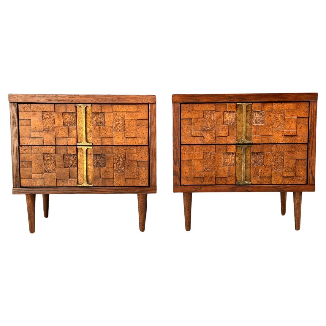 Newly Refinished - Pair of Mid-Century Modern Brutalist Night Stands ...