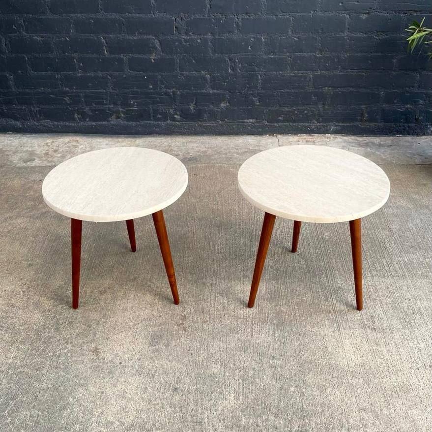Newly Refinished Pair of Mid-Century Modern Tripod Side Tables ...