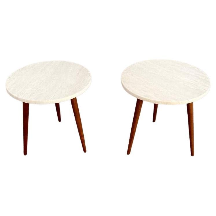 Newly Refinished Pair of Mid-Century Modern Tripod Side Tables ...