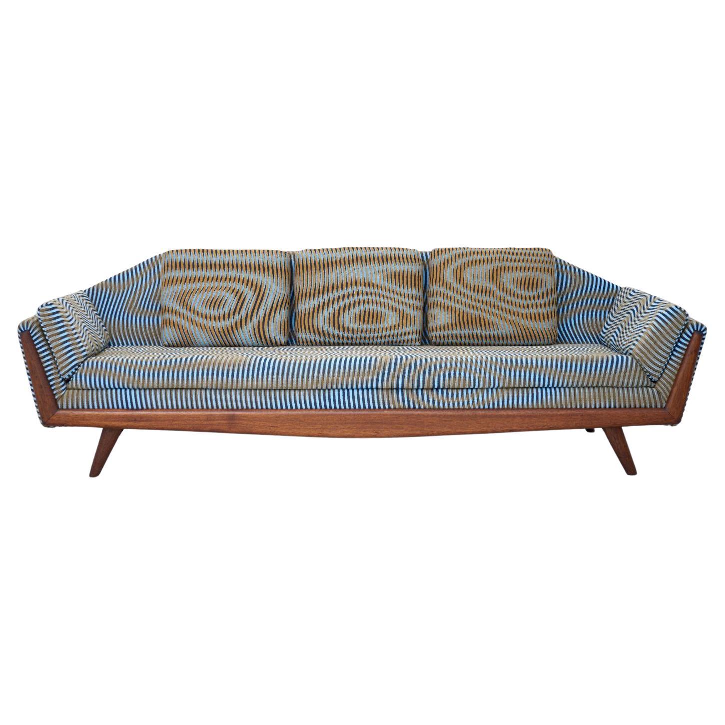 Art Deco Sofa, 1930s, Newly Upholstered in Gray Velvet Fabric at ...