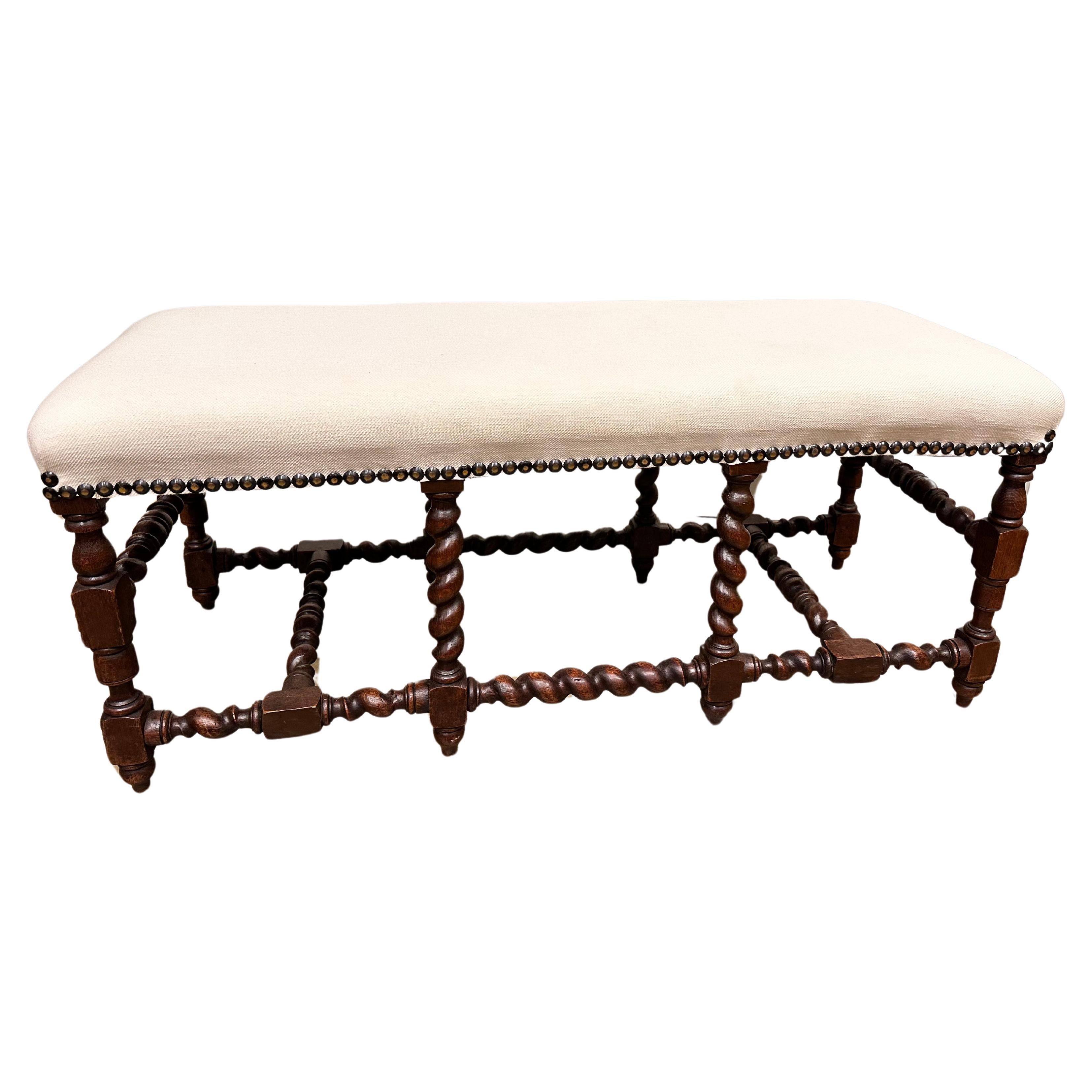 Newly Upholstered English Bench For Sale at 1stDibs