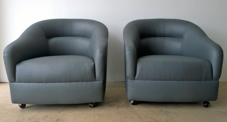 Newly Upholstered in Knoll Whip Gray Barrel Back Club/Armchairs on ...