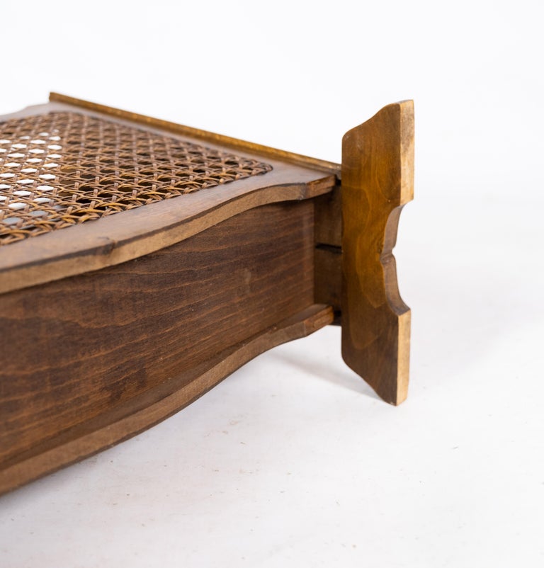 Newspaper Holder, Polished Wood, French Wicker, 1940 For Sale at 1stDibs