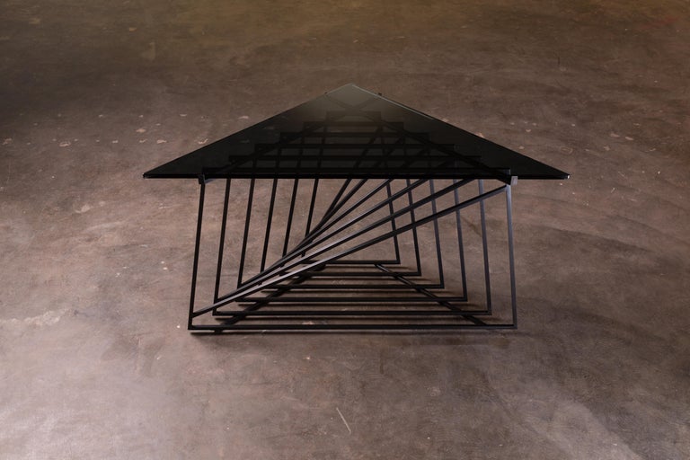 Nexus Side Table, Blackened Steel and Smoked Glass, by Force/Collide ...