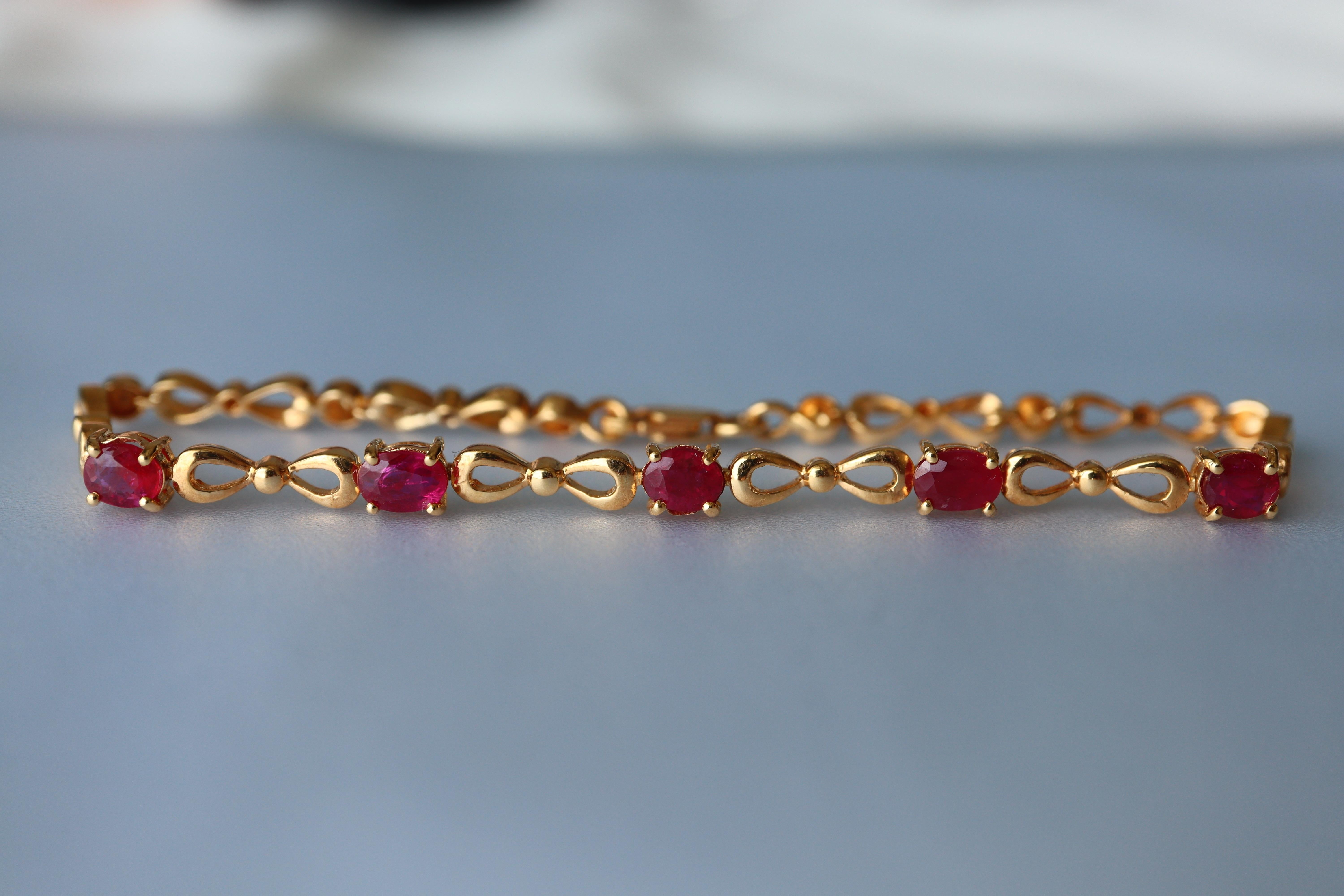 NGI certified Burmese Unheated Ruby bracelet For Sale at 1stDibs