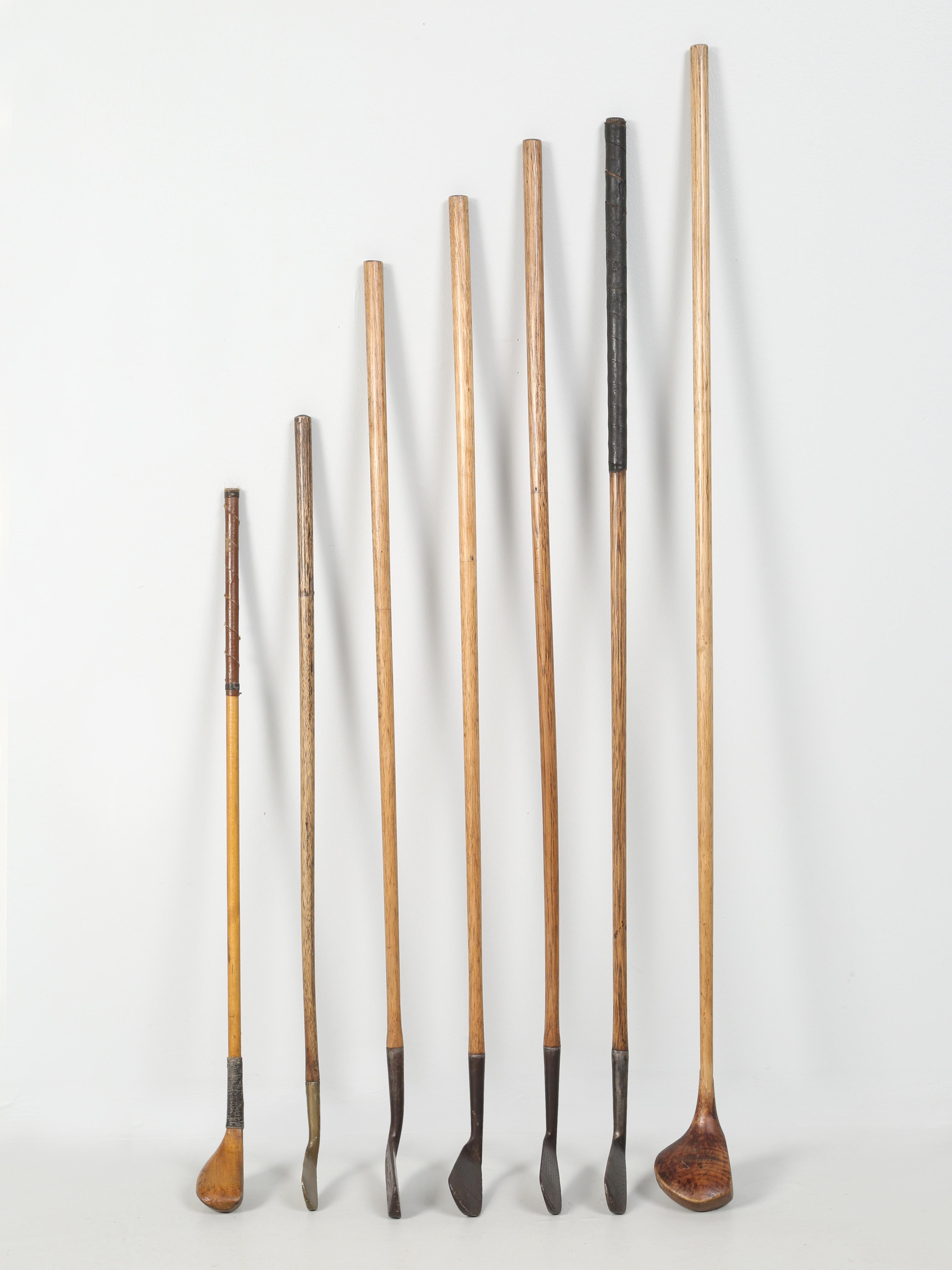 Nice Collect of (7) Old Wooden Shaft Golf Clubs from the United kingdom ...