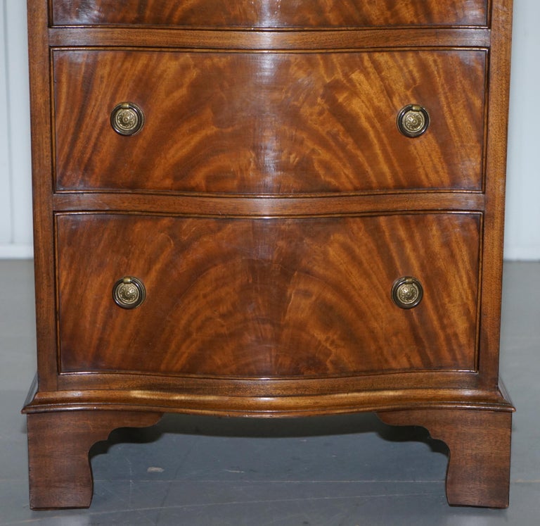 Nice Flamed Hardwood Bevan Funnell Serpentine Fronted Tall Boy Chest of ...