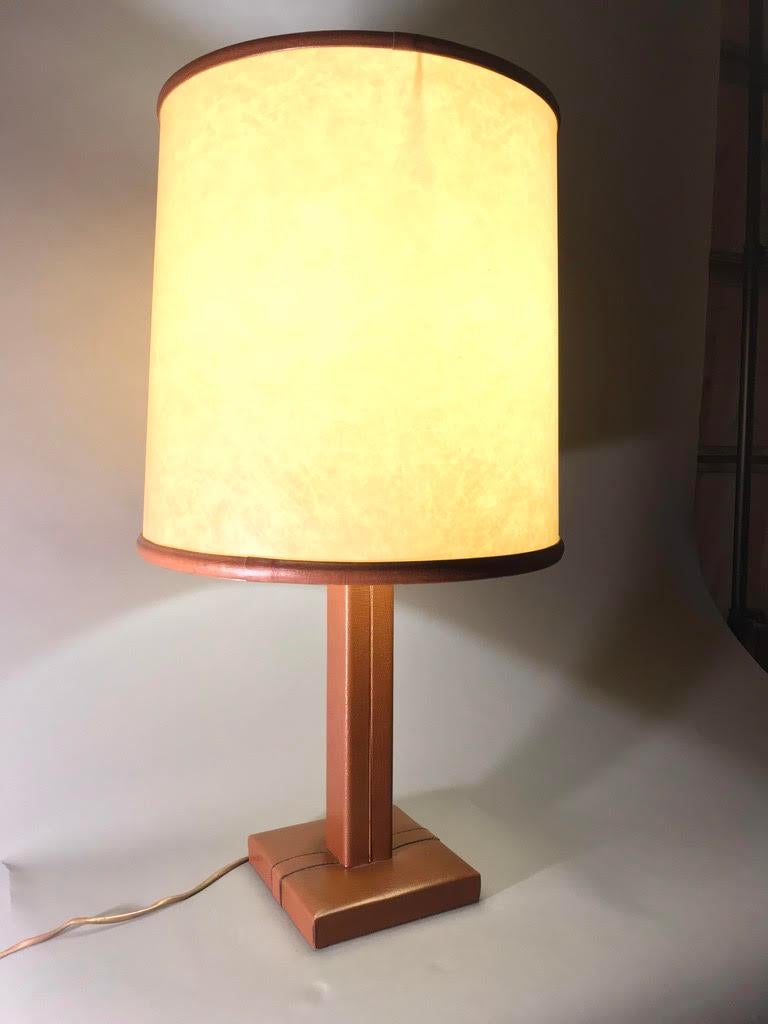 Nice Leather Covered Desk Lamp For Sale at 1stDibs