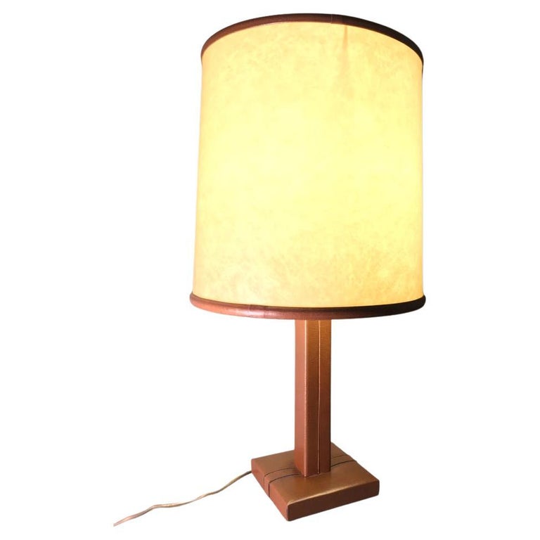 Nice Leather Covered Desk Lamp For Sale at 1stDibs