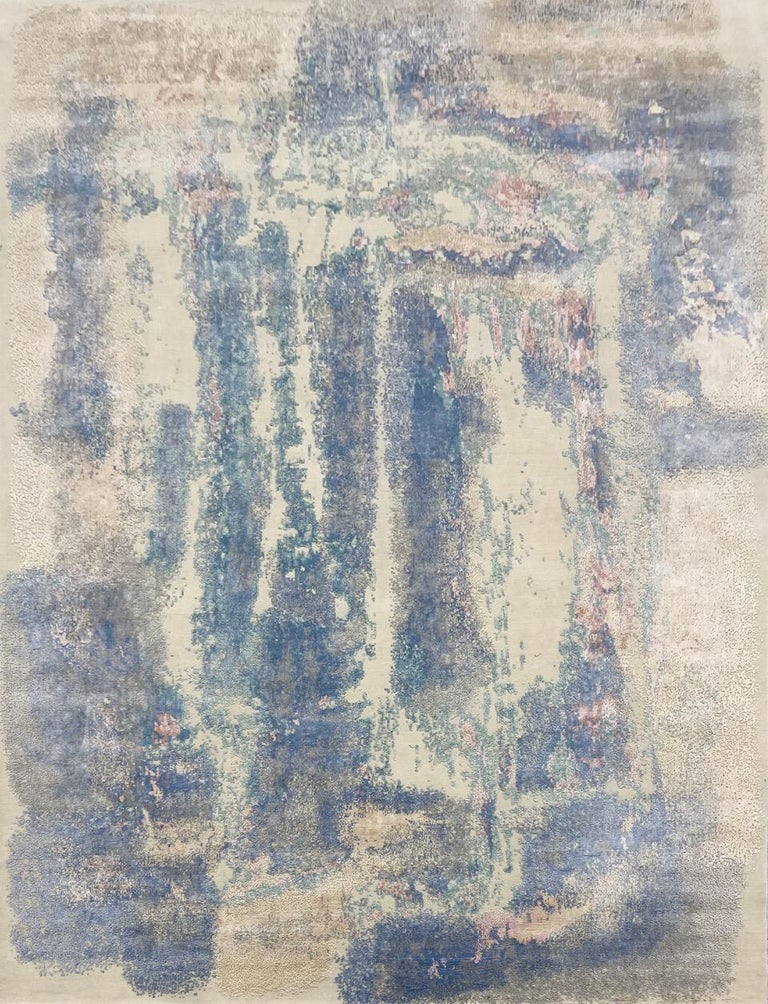 Nice Modern Abstract Design Knotted Rug For Sale at 1stDibs