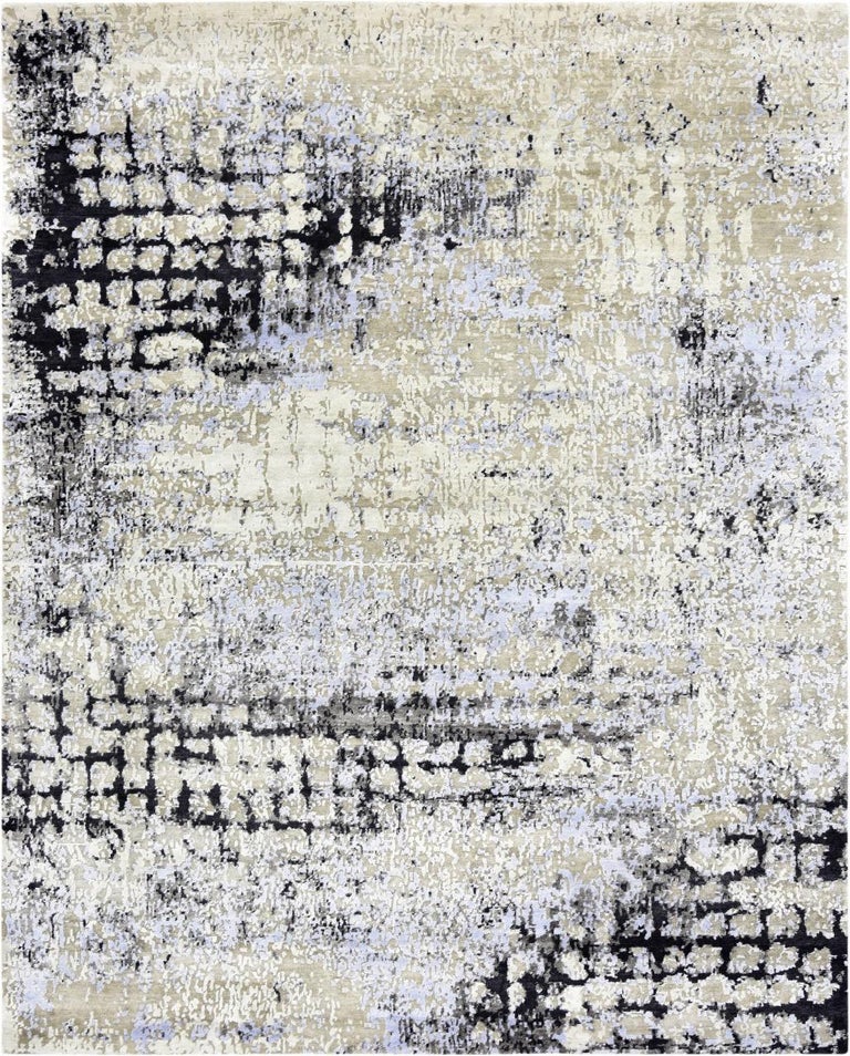 Nice Modern Abstract Design Knotted Rug For Sale at 1stDibs