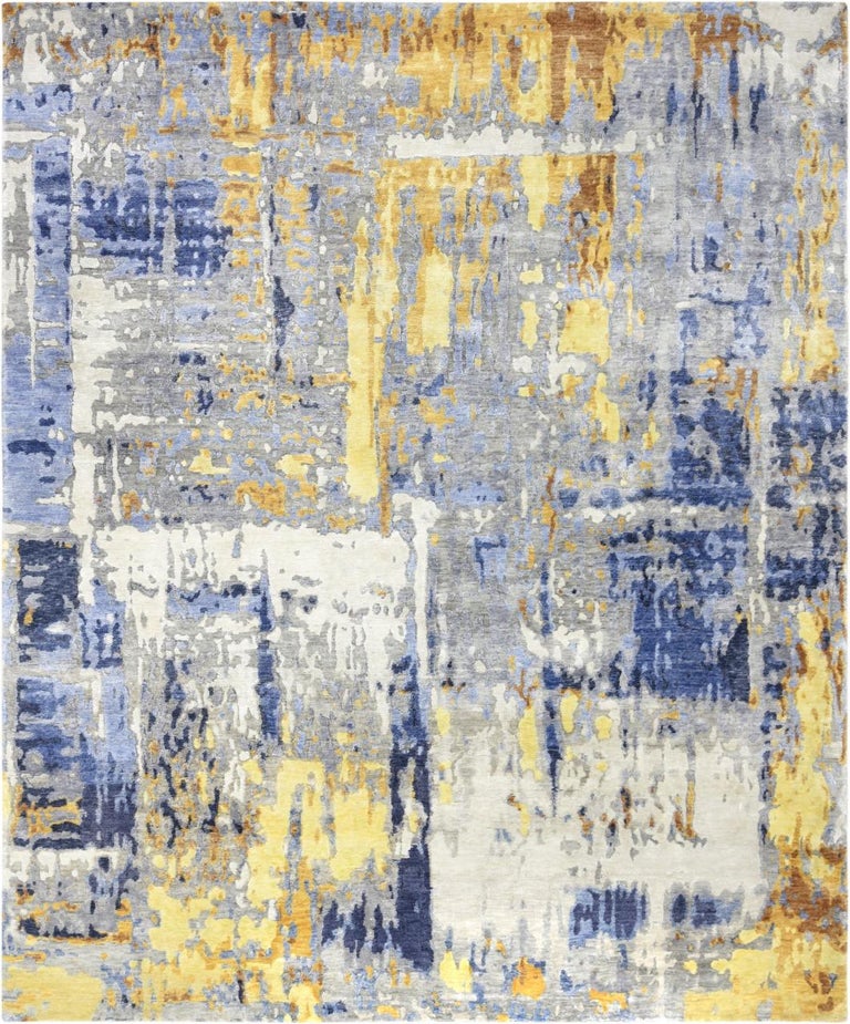 Nice Modern Abstract Design Knotted Rug For Sale at 1stDibs