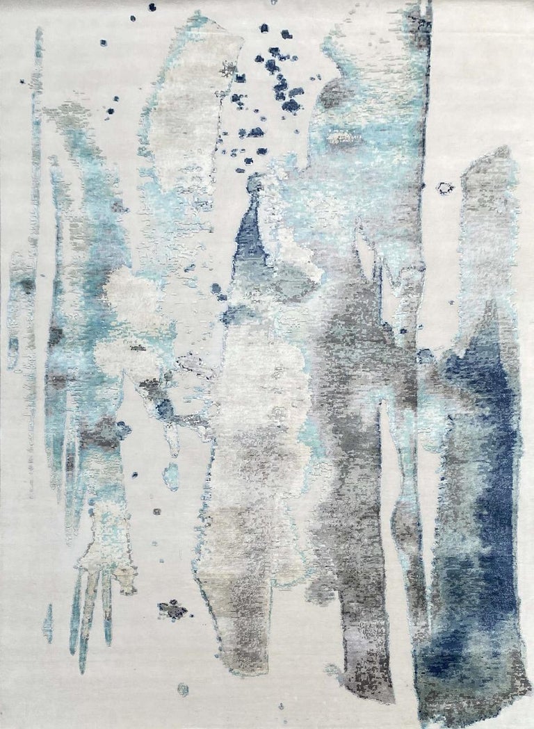 Nice Modern Abstract Design Knotted Rug For Sale at 1stDibs