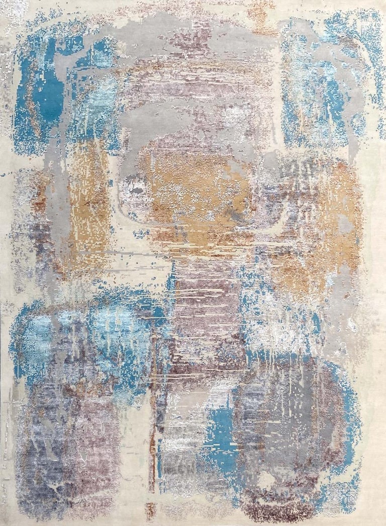 Nice Modern Abstract Design Knotted Rug For Sale at 1stDibs