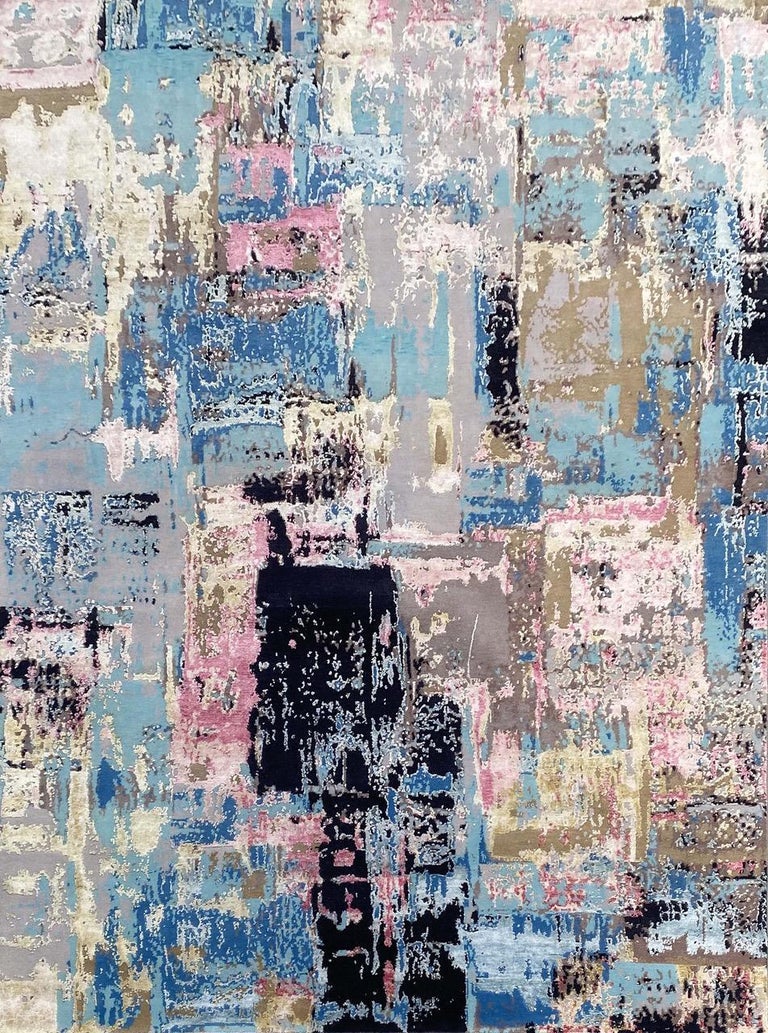 Nice Modern Abstract Design Knotted Rug For Sale at 1stDibs