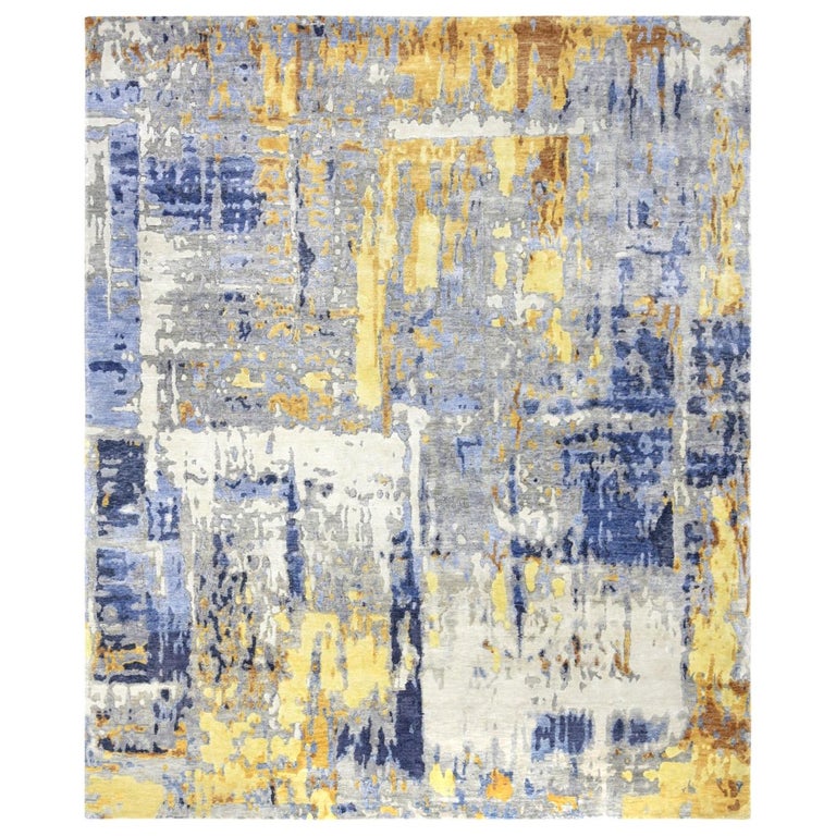 Nice Modern Abstract Design Knotted Rug For Sale at 1stDibs