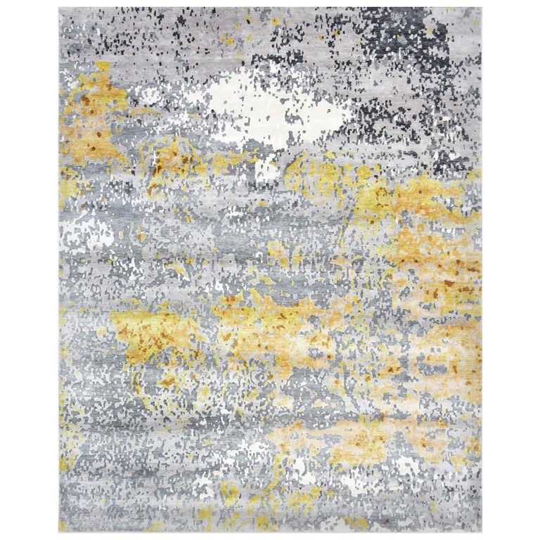 Nice Modern Abstract Design Knotted Rug For Sale at 1stDibs