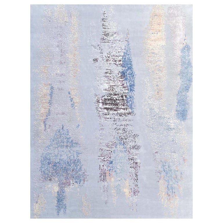 Nice Modern Abstract Design Knotted Rug For Sale at 1stDibs