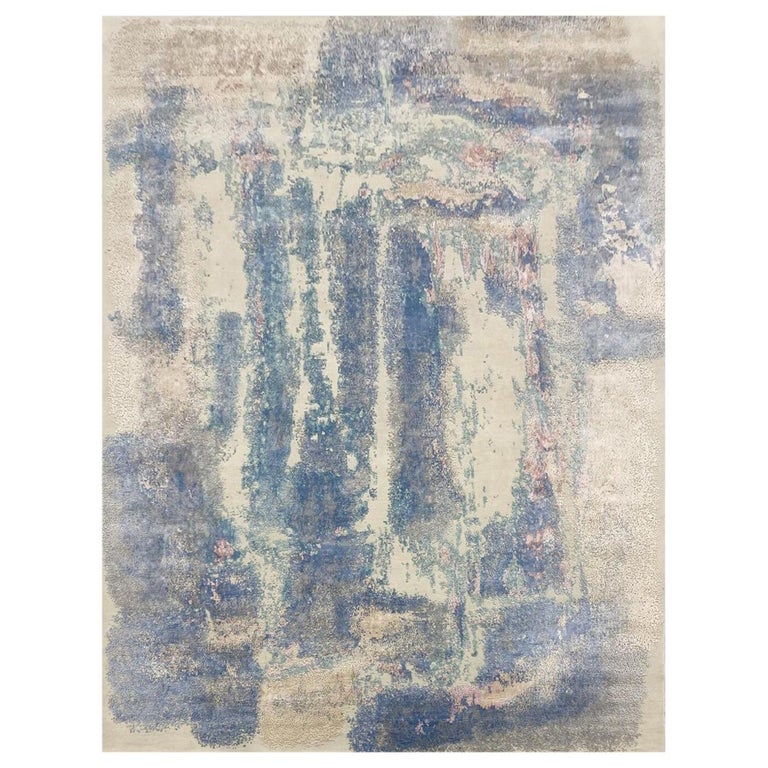 Nice Modern Abstract Design Knotted Rug For Sale at 1stDibs
