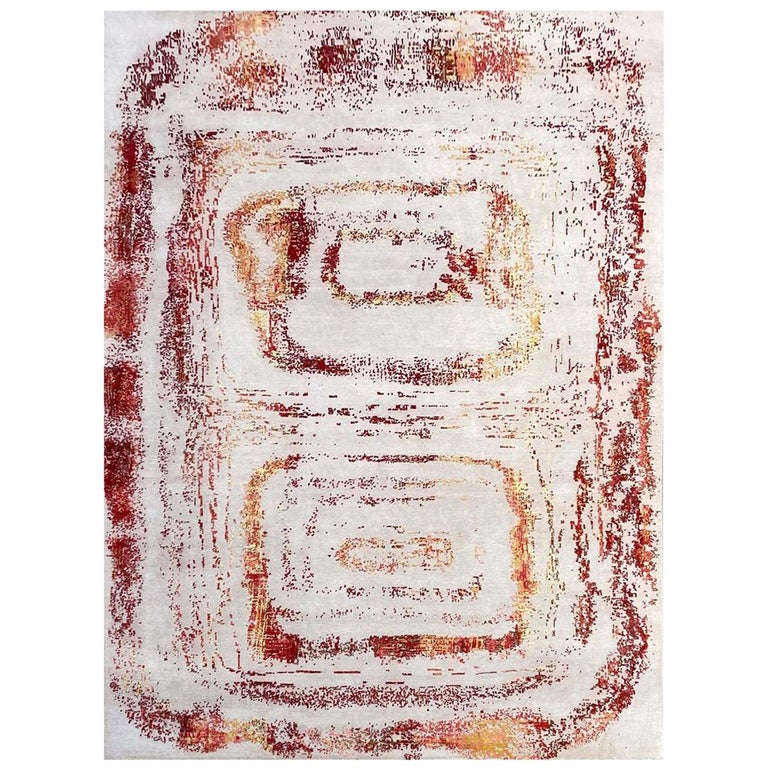 Nice Modern Abstract Design Knotted Rug For Sale at 1stDibs